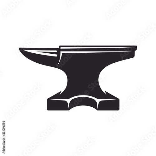 Vintage anvil, monochrome icon, blacksmith tools. Vector illustration ...