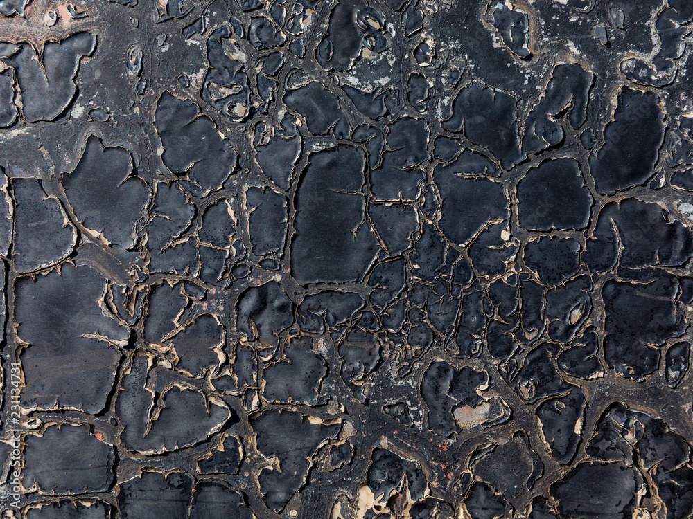 Textured of the color of the car body is decaying and causes cracks and ...