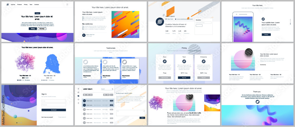 Vector templates for website design, minimal presentations, portfolio ...