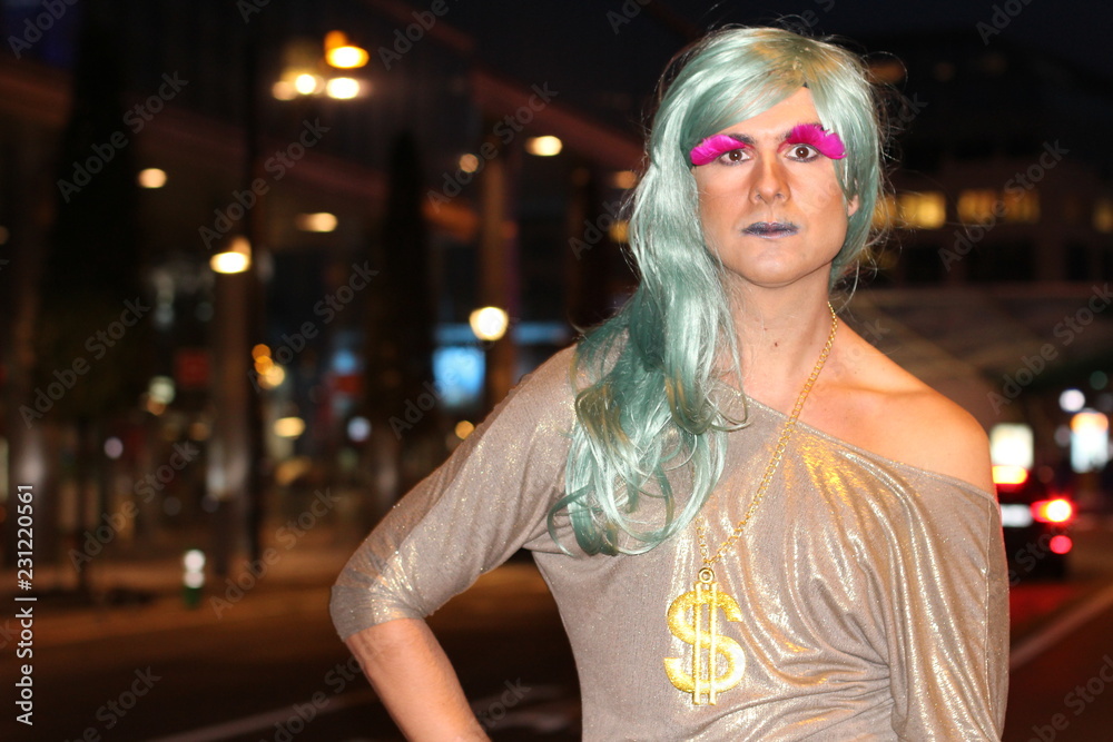 Stock Foto Stunning Crossdresser Outdoor Close Up Adobe Stock