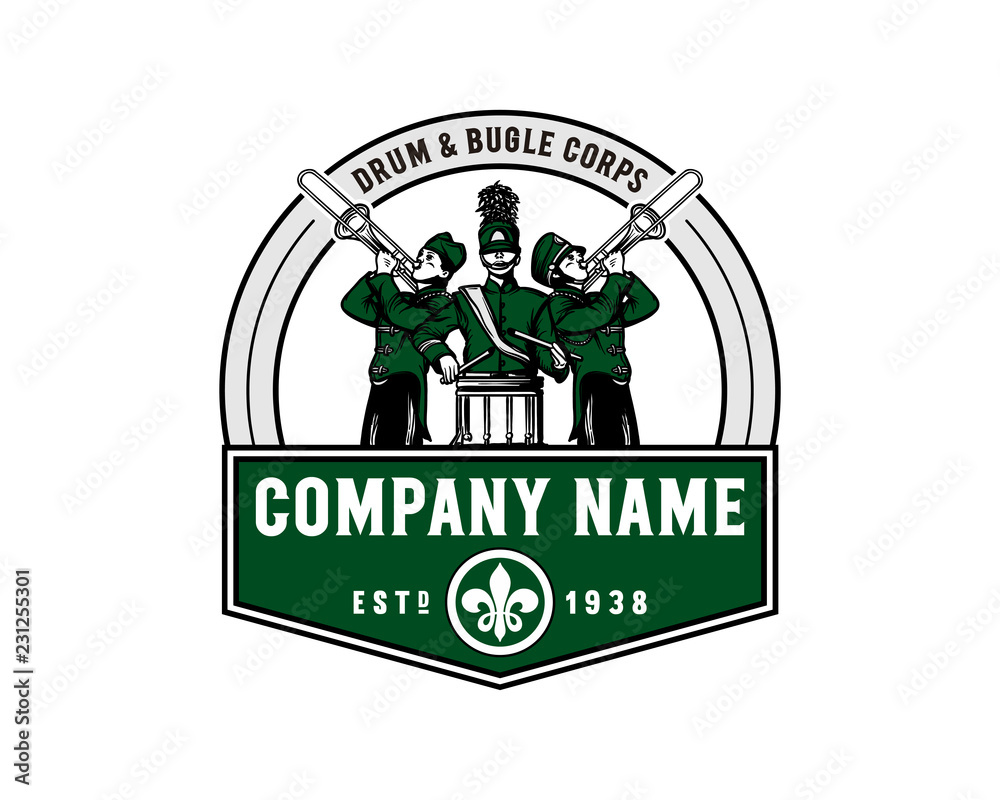 Hand Drawing Vector Marching Band Club Playing Music with a Drum and ...