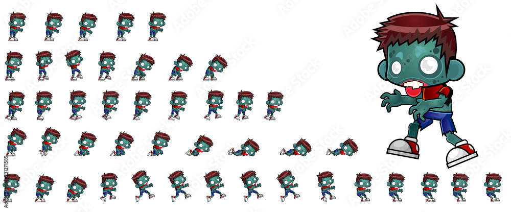 Zombie Game Character Sprites Stock Vector | Adobe Stock