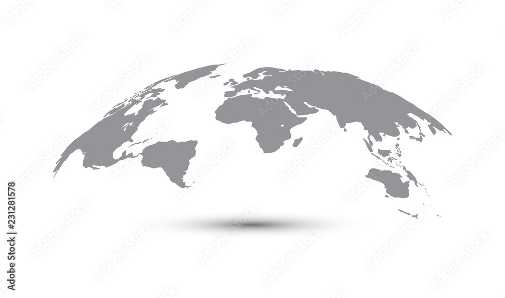 Curved World Map Vector, Globe Planet Concept Map For Website, Annual ...