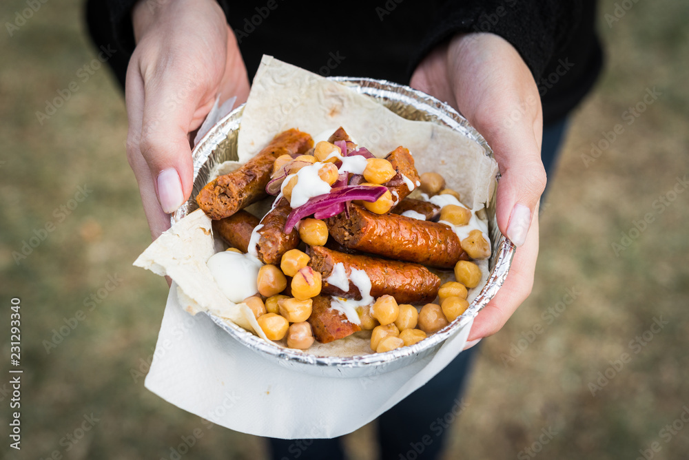 Traditional gourmet Basque Spanish chistorra chorizo sausage with ...