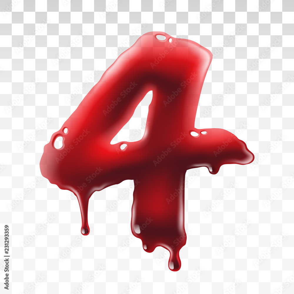 Translucent bloody number isolated on transparent background, vector ...