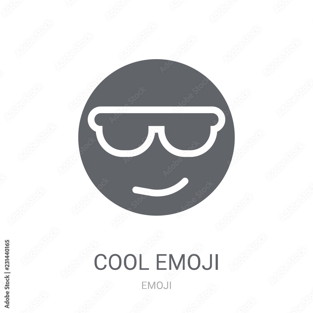 Cool emoji icon. Trendy Cool emoji logo concept on white background ...
