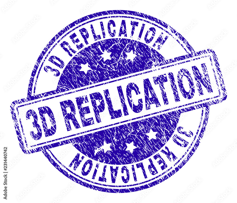 3D REPLICATION stamp seal imprint with distress texture. Designed with ...
