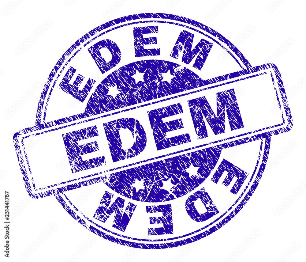 EDEM stamp seal imprint with distress texture. Designed with rounded ...