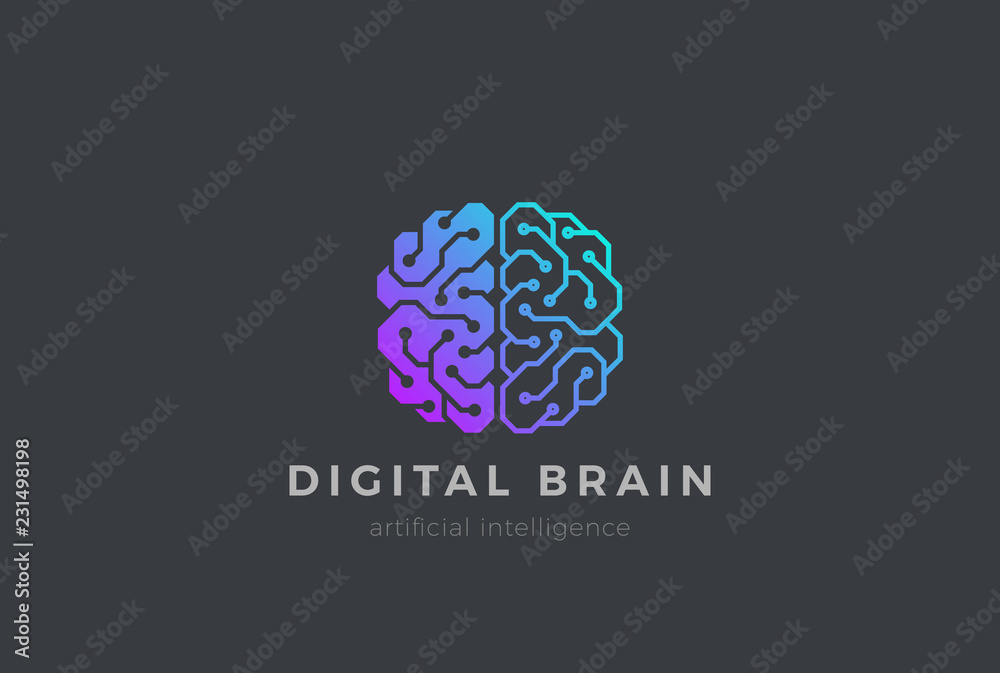 Brain Artificial Intelligence Logo design vector. AI Brainstorm Stock ...