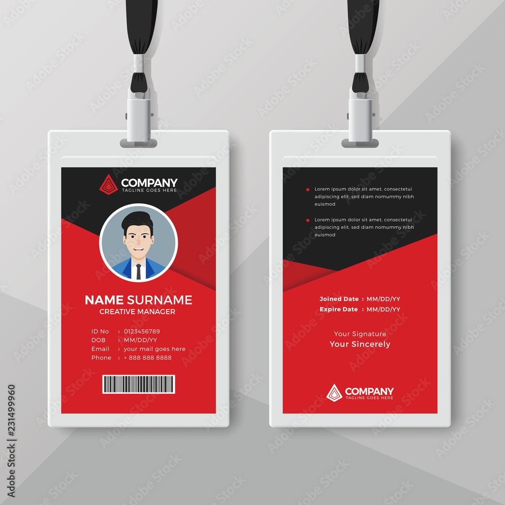 Elegant red ID card design template Stock Vector | Adobe Stock
