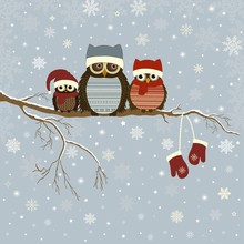 Vintage Owl Winter Poster Free Stock Photo - Public Domain Pictures