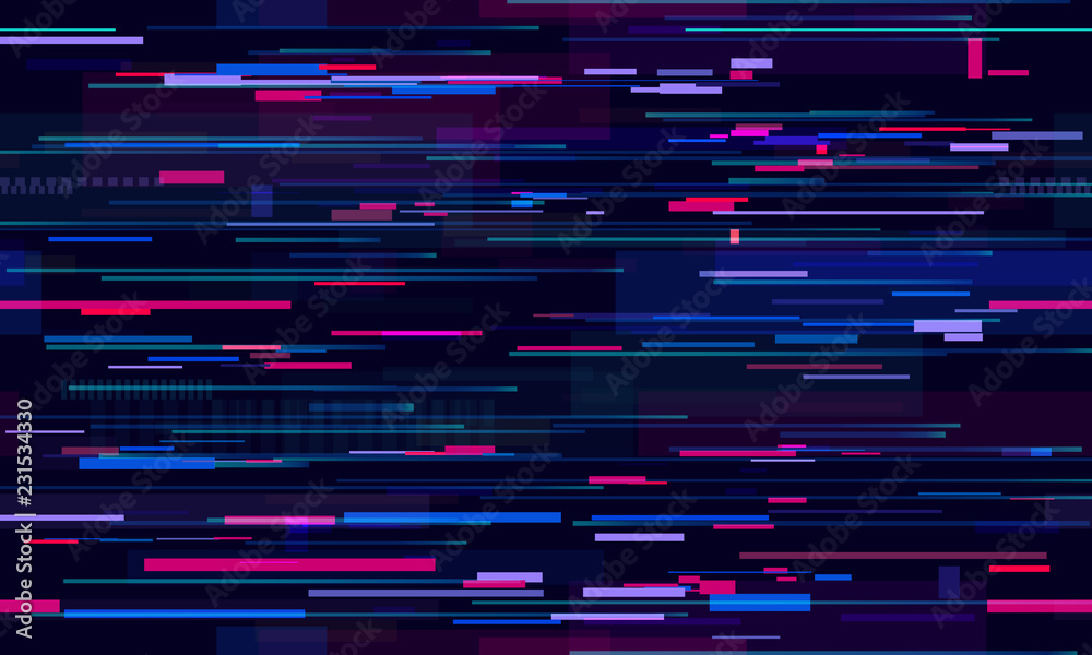 Futuristic neon glitch background. Glitched nightlife tech lines ...