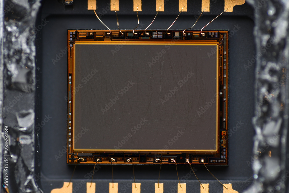 Extreme magnification - Camera sensor under the microscope Stock Photo ...
