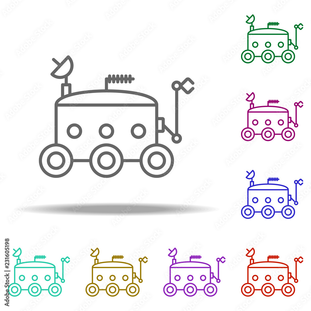 moon-rover icon. Elements of Cartooning space in multi color style ...