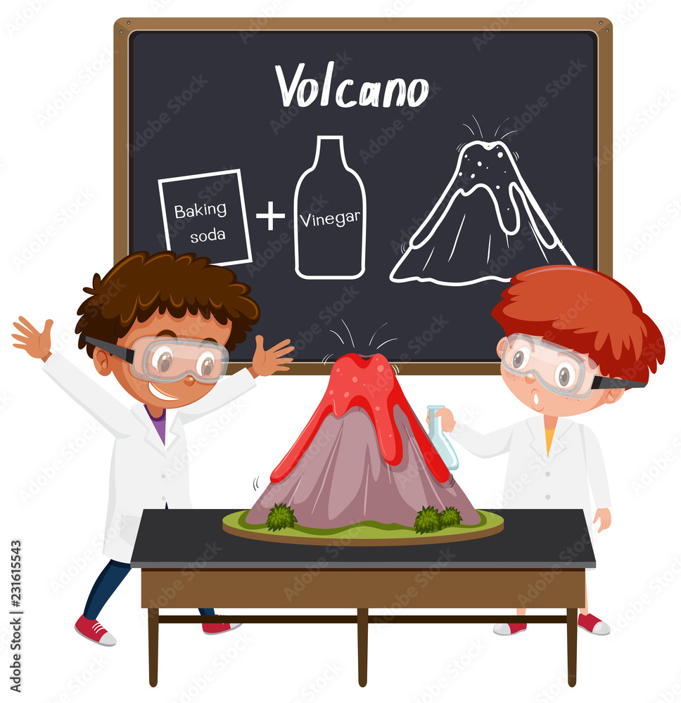 Student Volcano Science Experiment Stock Vector Adobe Stock