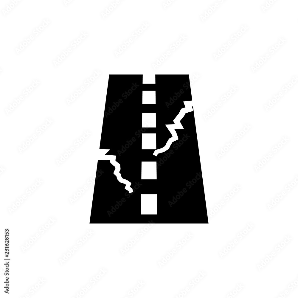 Broken road icon. Element of road and bridges construction. Premium ...