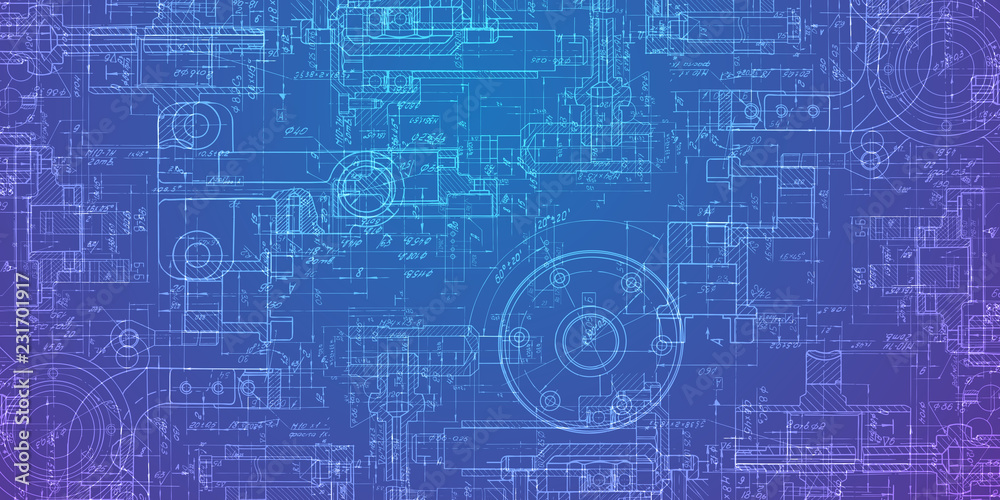 Technical drawing on a gradient background.Mechanical Engineering ...