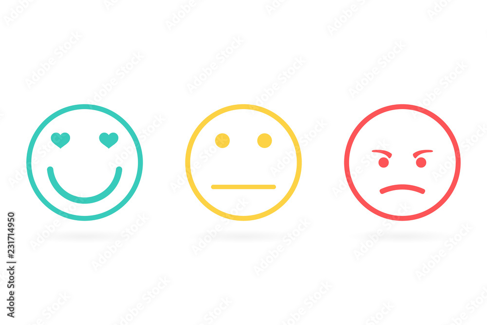 Stock-Vektorgrafik „emotions Positive, negative and neutral faces. Red ...