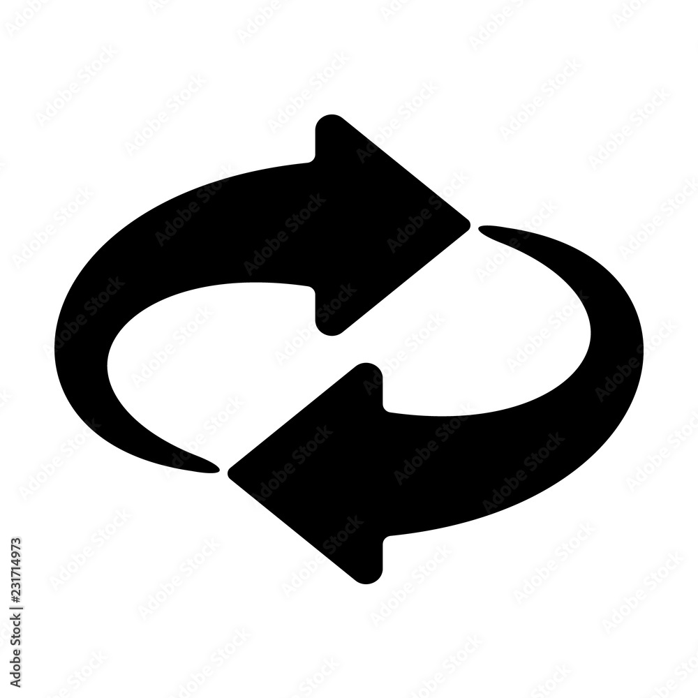 Reset button, reload arrows vector symbol. Flat spin illustration ...