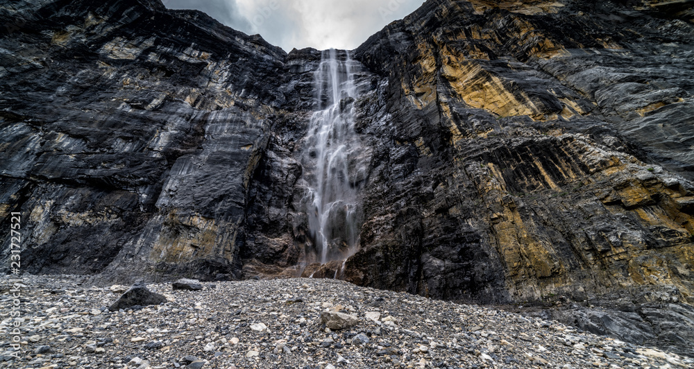 Gorgeous Waterfall. The vast glaciers in the mountains of Kootenay ...
