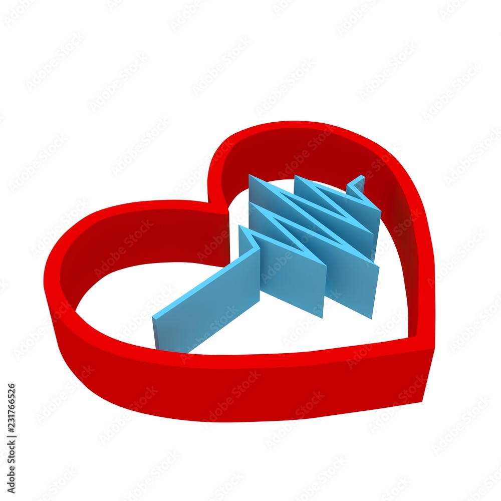 heart rhythm logo. pulse simbol - 3D render Stock Illustration | Adobe ...