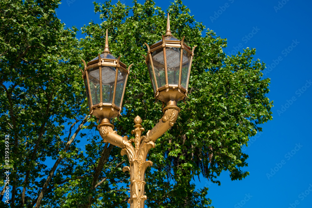 Old street lamp at May Square (Plaza de Mayo). Buenos Aires, Argentina ...
