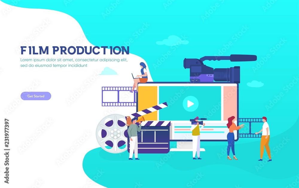 Film Production vector illustration concept, people people in the ...
