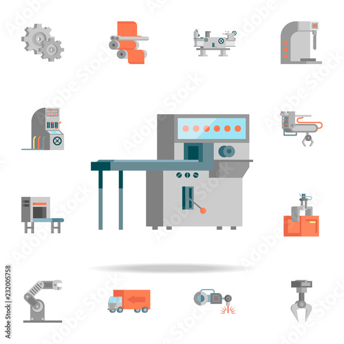 colored packing machine production icon. Production icons universal set ...