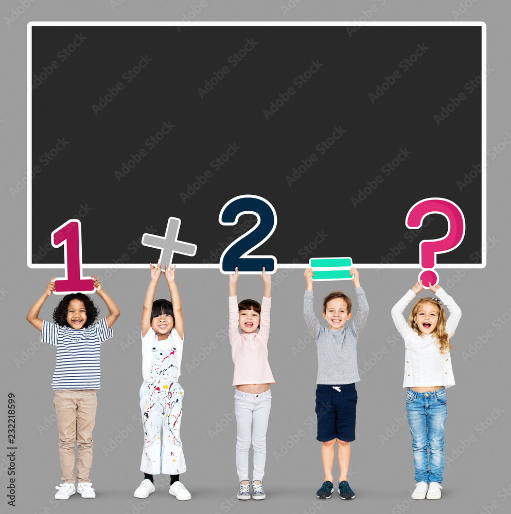 School kids learning mathematics with numbers Stock Photo | Adobe Stock