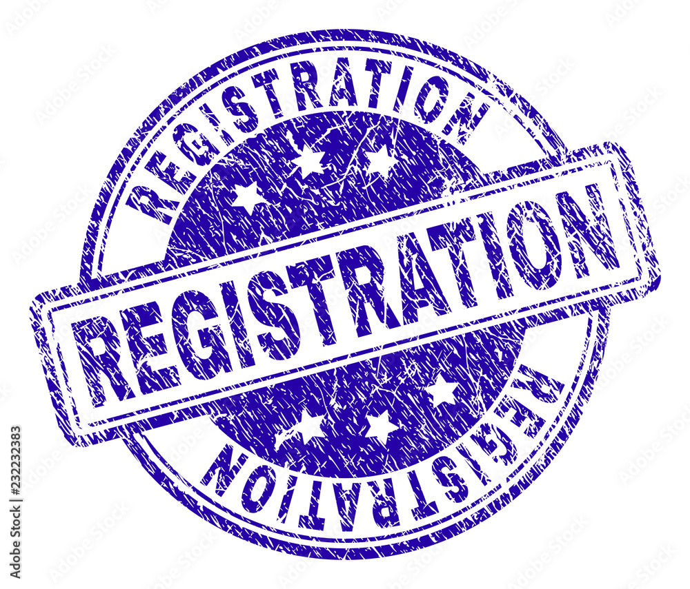 REGISTRATION stamp seal imprint with grunge texture. Designed with ...