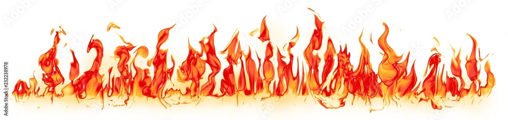 Fire - the line of fire created by excellent flames on a horizontal ...