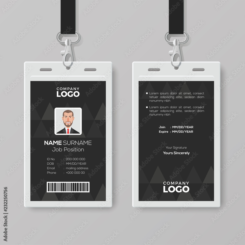 Elegant Black ID Card Design Template Stock Vector | Adobe Stock