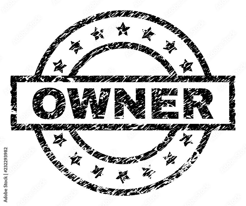 OWNER stamp seal watermark with distress style. Designed with rectangle ...