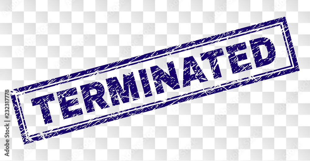 TERMINATED stamp seal print with rubber print style and double framed ...