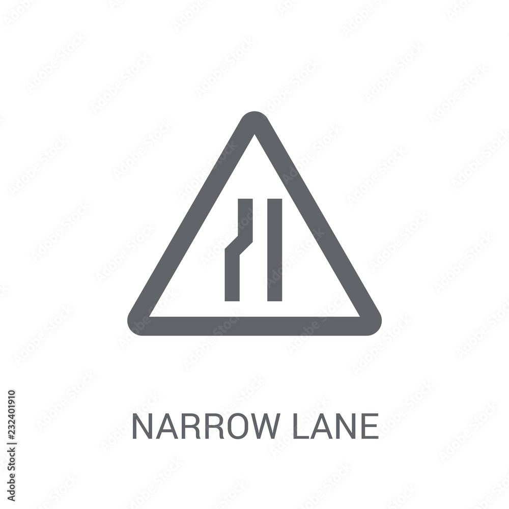 Narrow lane sign icon. Trendy Narrow lane sign logo concept on white ...