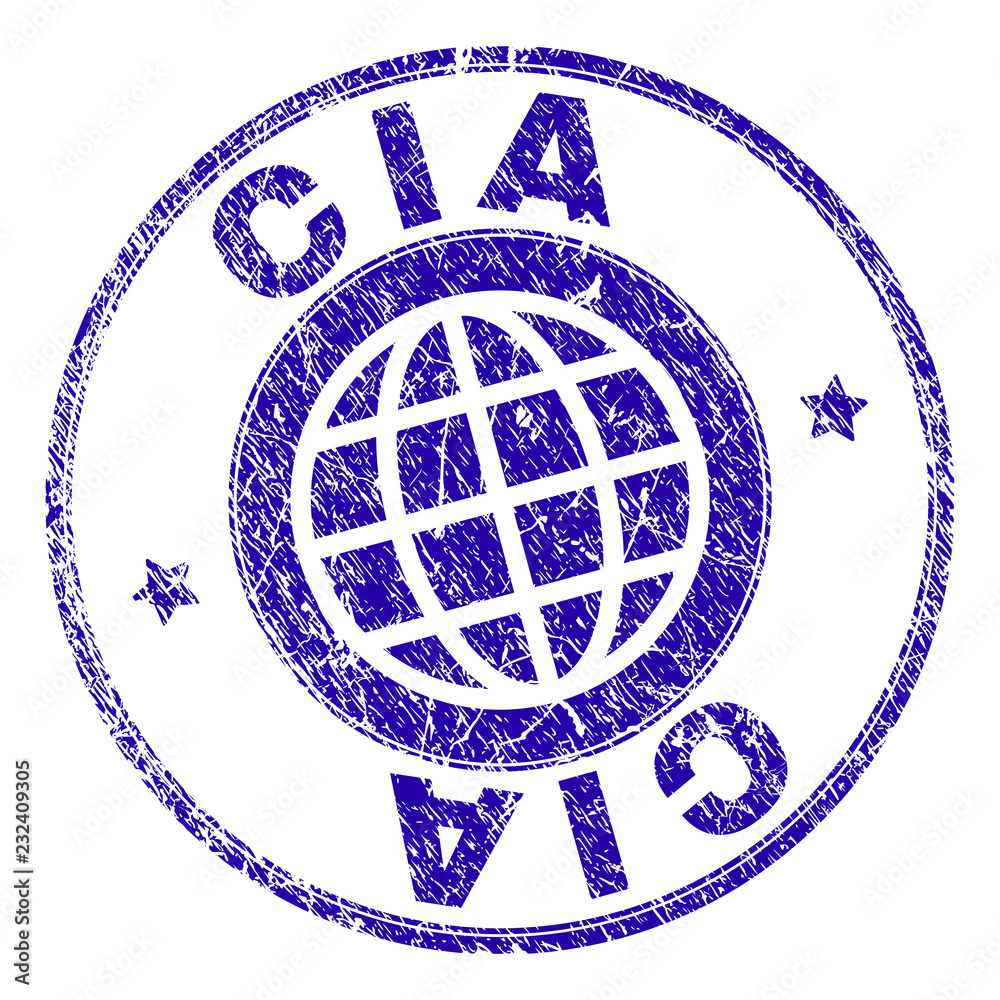 CIA stamp print with grunge texture. Blue vector rubber seal print of ...