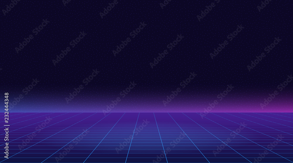 Future retro line background of the 80s. Vector futuristic synth retro ...