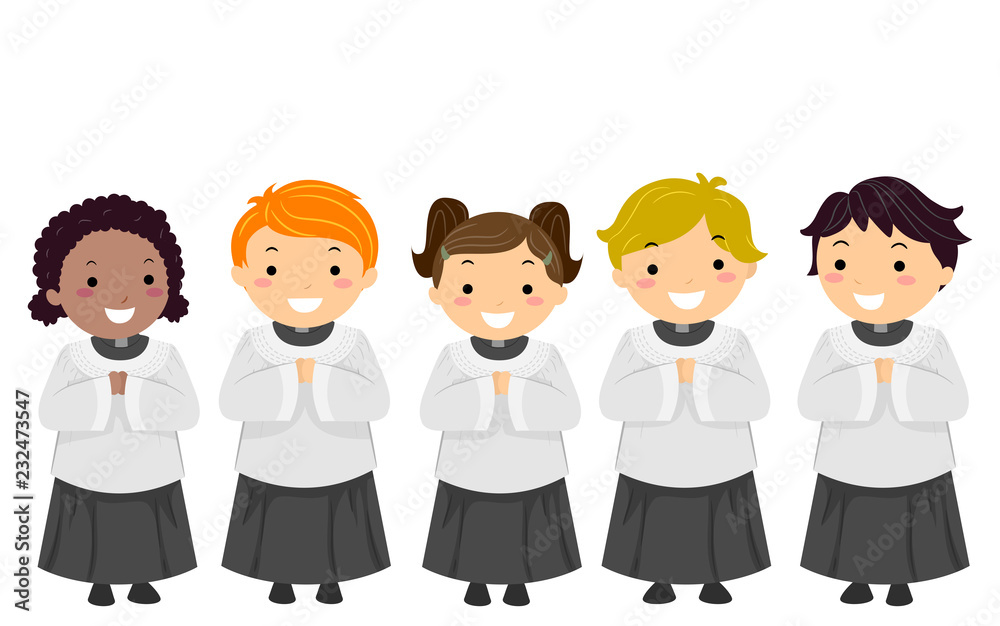 Stickman Kids Altar Server Illustration Stock Vector | Adobe Stock