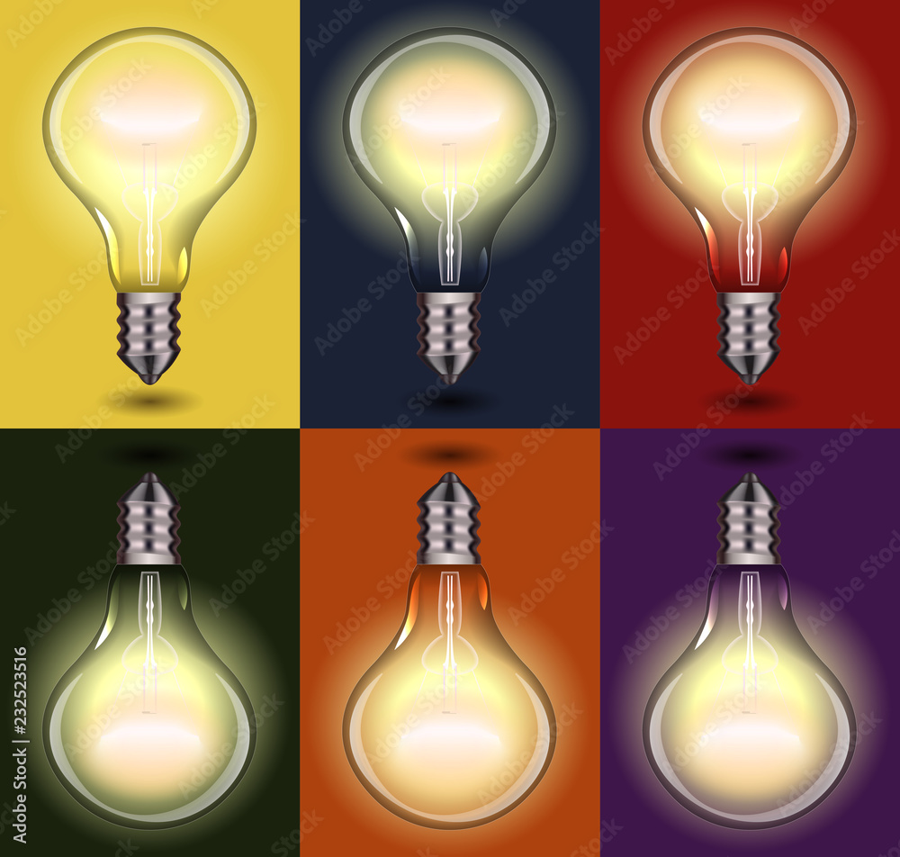 Vector set of seamless patterns of a realistic incandescent lamp ...