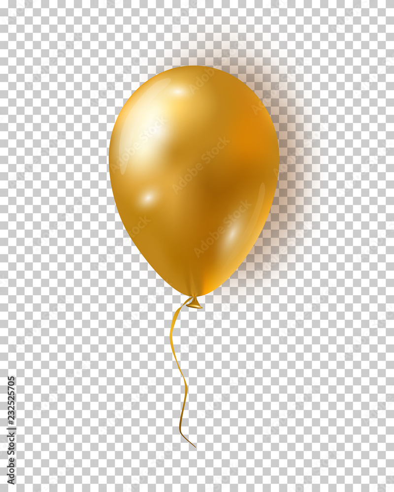 Vector glossy golden balloon. Realistic air 3d balloon isolated on ...