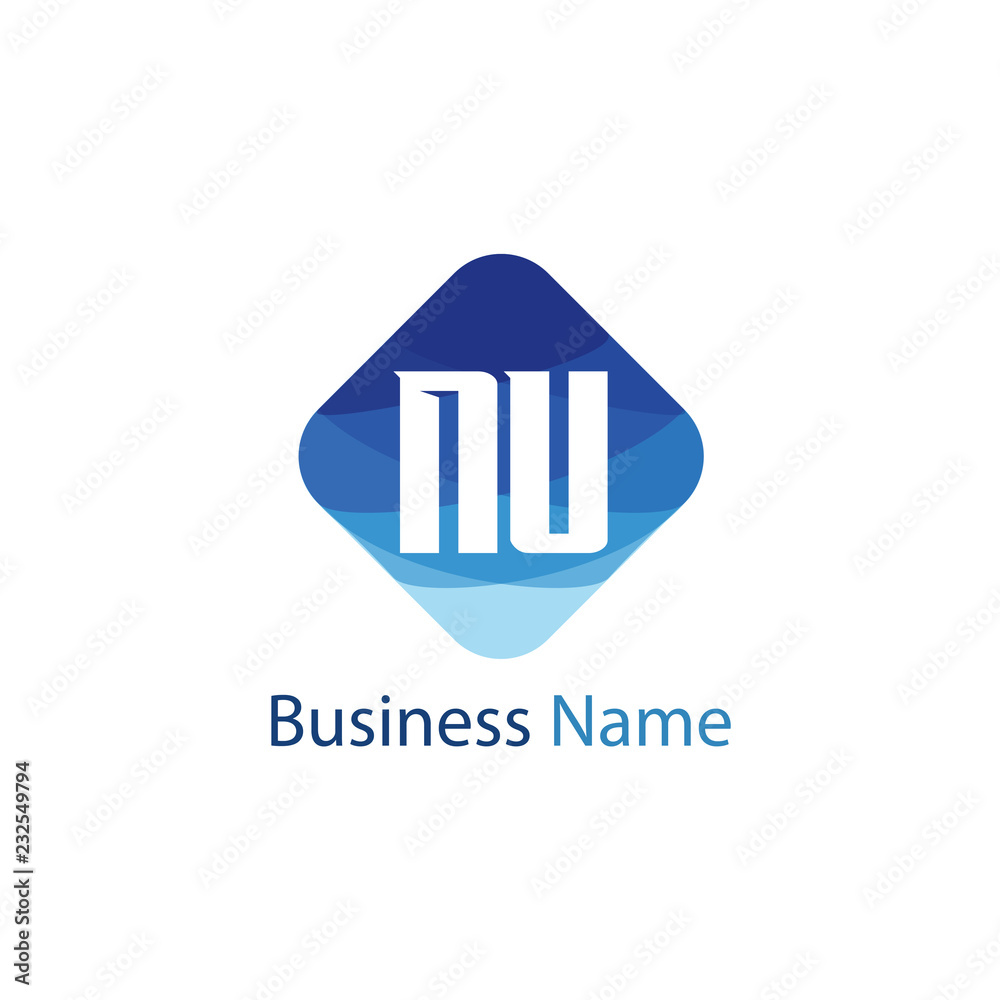 Initial letter NU logo template Design Stock Vector | Adobe Stock