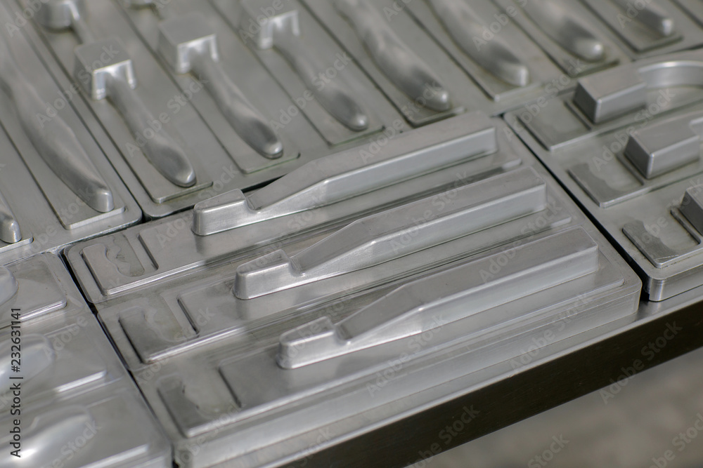 Metal mold for plastic toothbrush mold parts, images with small depth ...