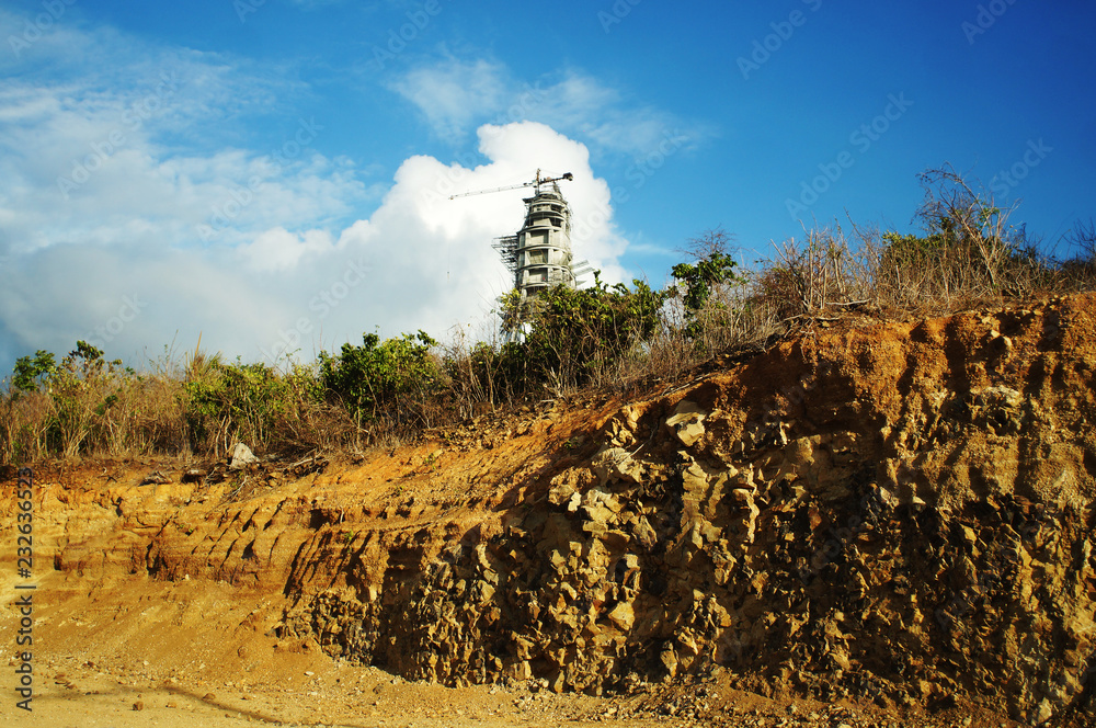 Mabacong, Batangas City, Philippines - May 18, 2016: mountain carved to ...