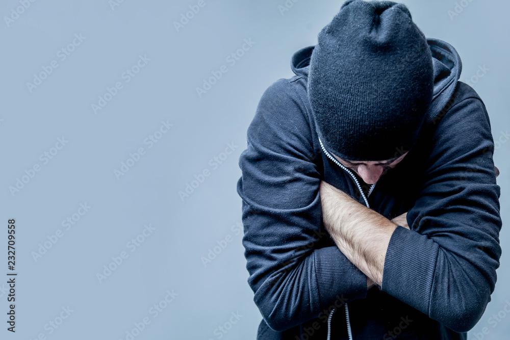 Folded hands of the man as a symbol of pain. Body language, gestures ...