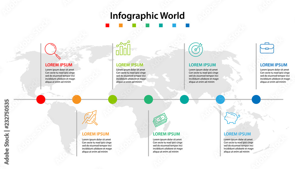 infographic country world map, international world flags, continents ...