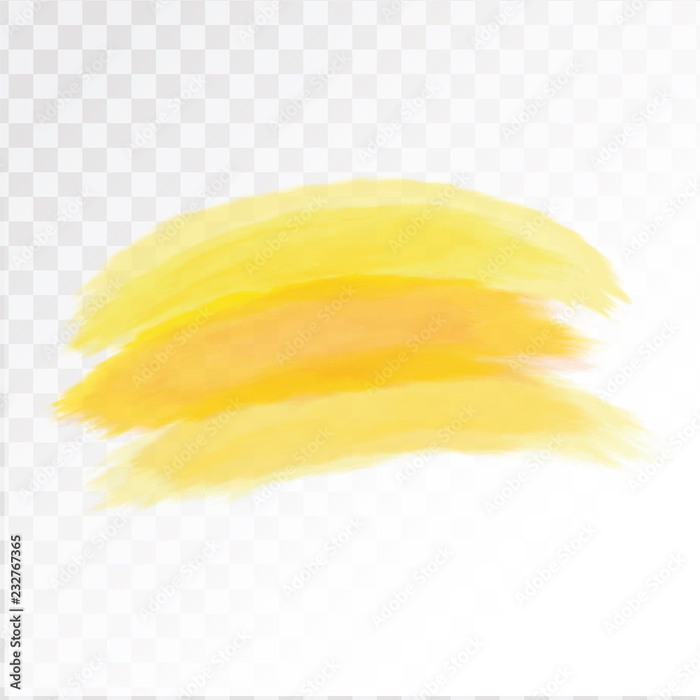 Yellow watercolor brush strokes. Isolated on transparent background ...