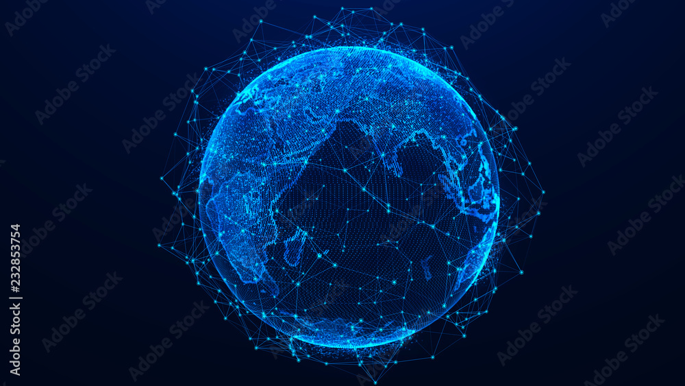 Global network concept. World map point. Global network planet Earth ...