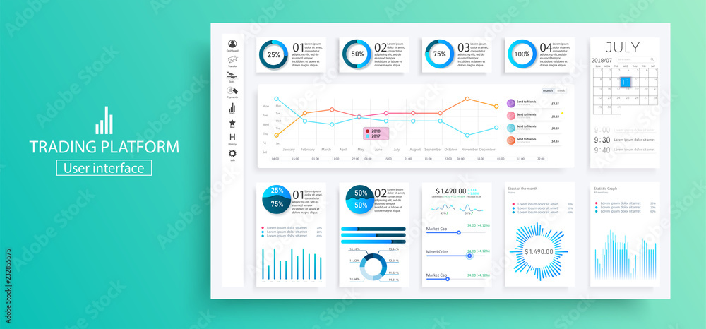 Стоковое векторное изображение « Infographic dashboard. Admin panel ...