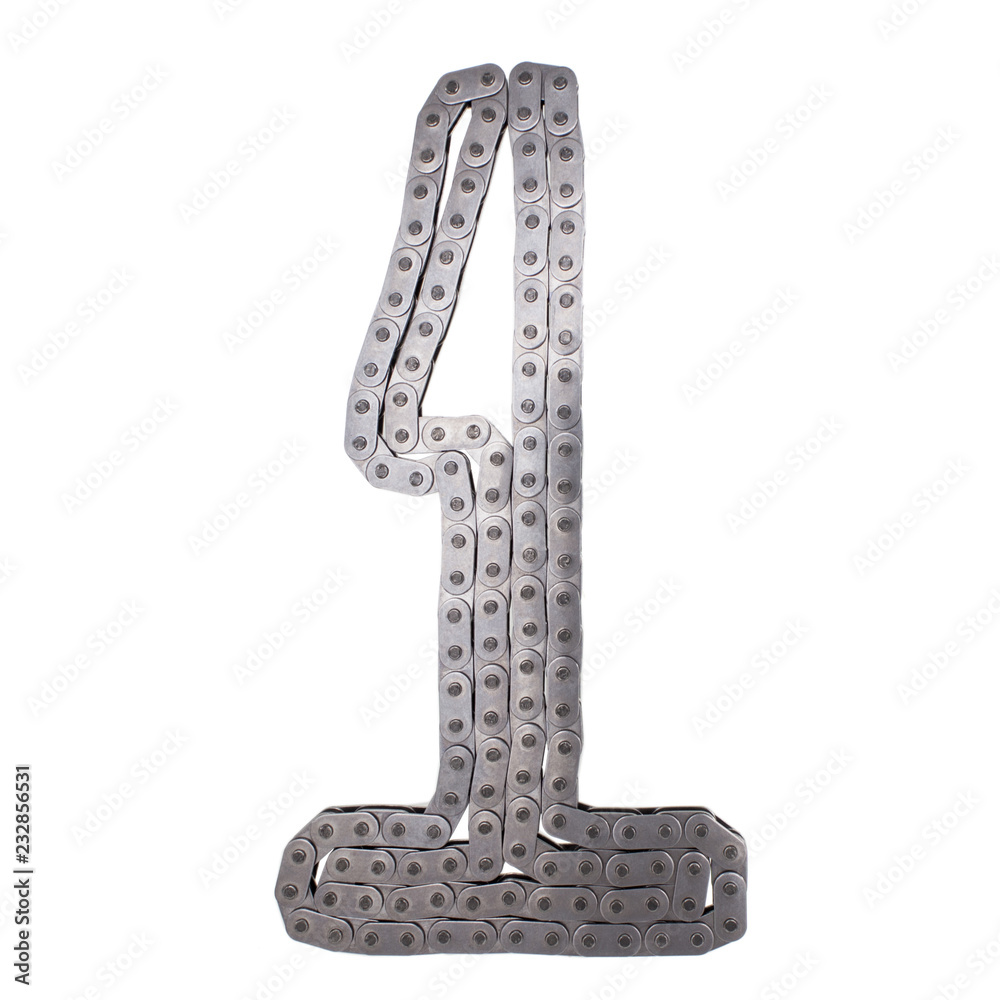 Number one - the figure is laid out using a chain on a white background ...