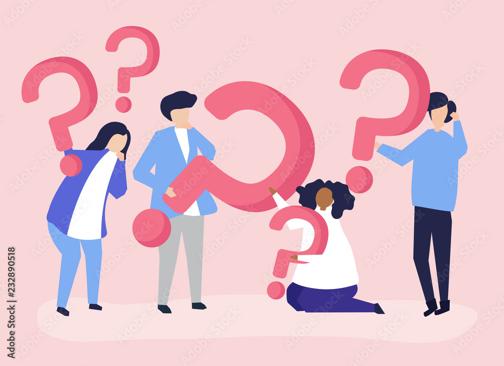 Group of people holding question mark icons Stock Vector | Adobe Stock